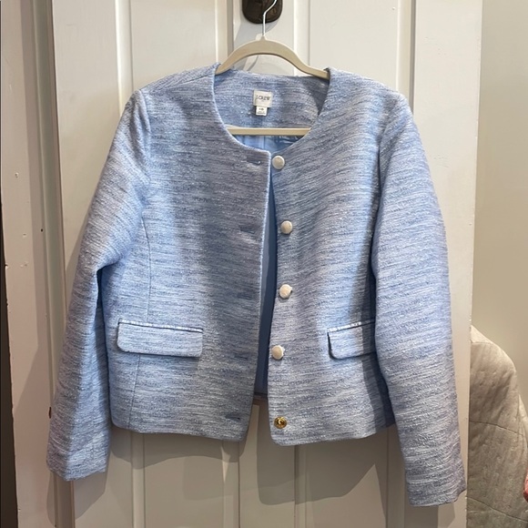 J. Crew | Jackets & Coats | J Crew Blue Blazer Tailored Collarless ...